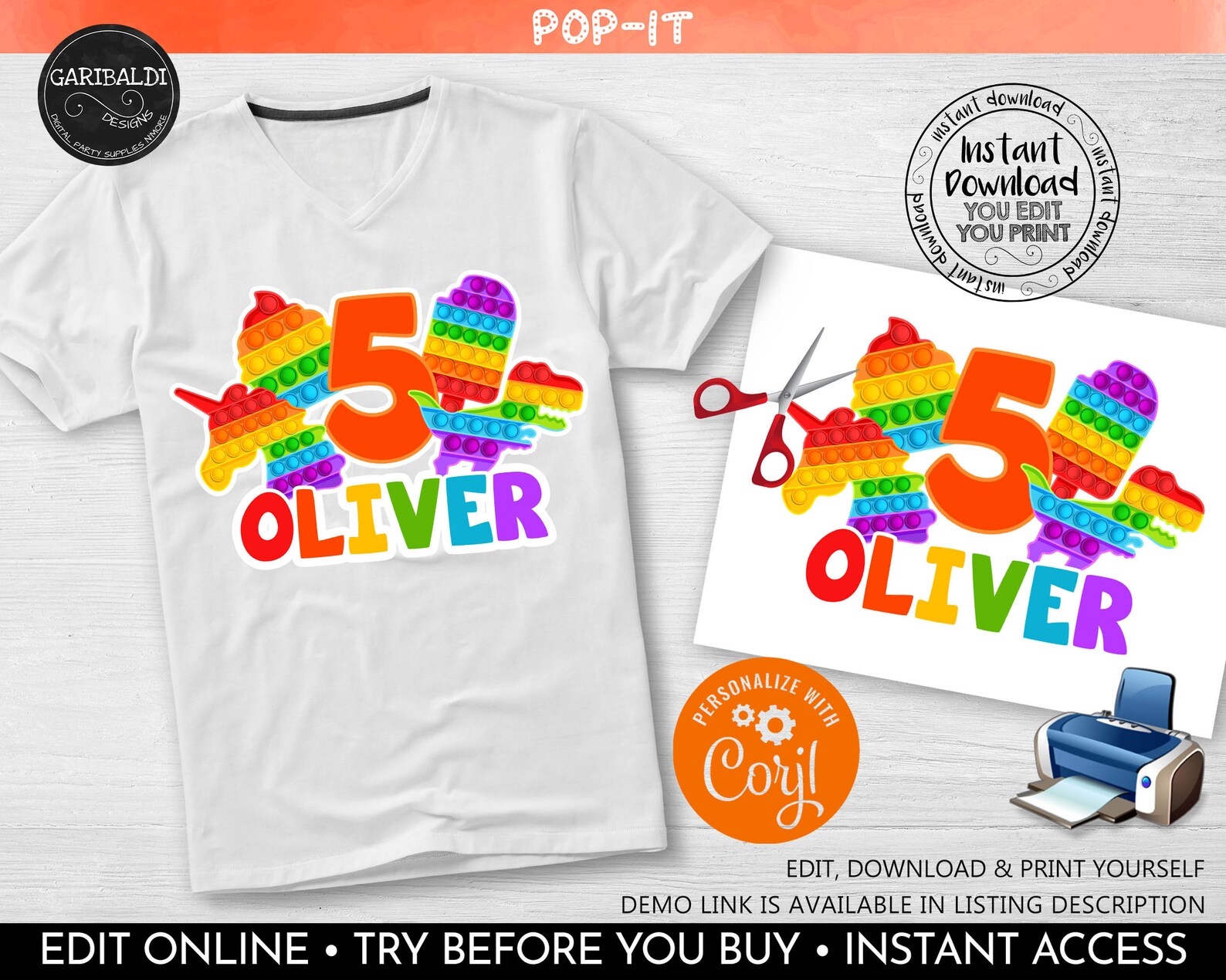 Editable Pop It Fidget Birthday Shirt Printable Pop It T-shirt | Etsy