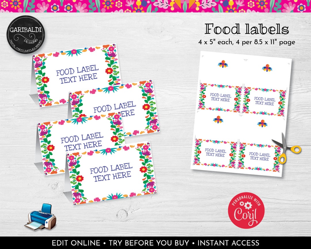 Editable Mexican Fiesta Food Tent Labels, Cinco De Mayo Place Cards ...