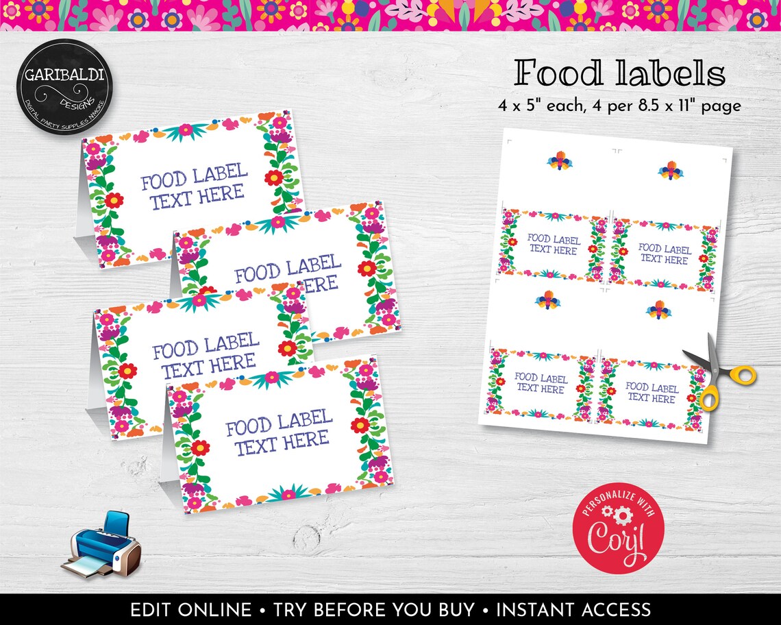 Editable Mexican Fiesta Food Tent Labels Cinco De Mayo Place - Etsy