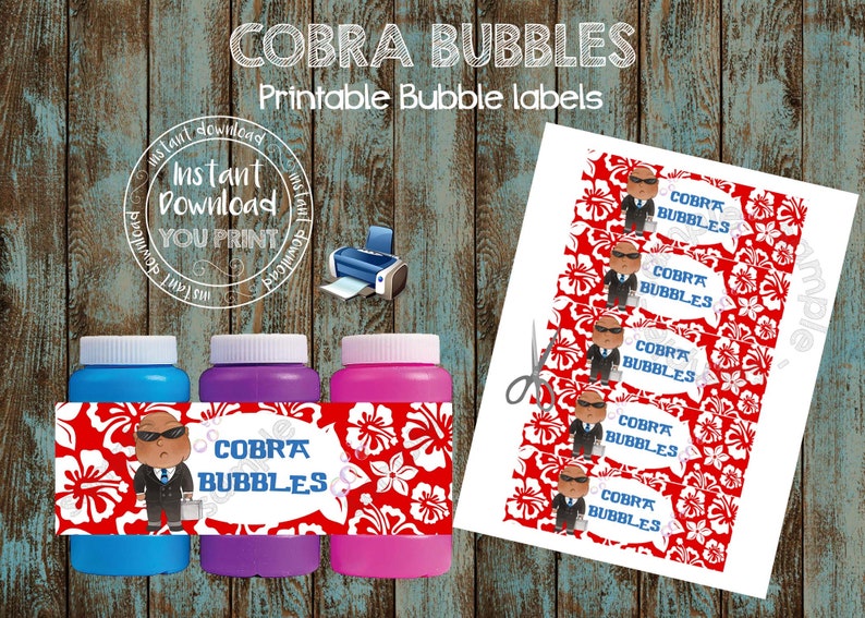 Printable Cobra Bubbles labels Lilo and Stitch Bubbles | Etsy
