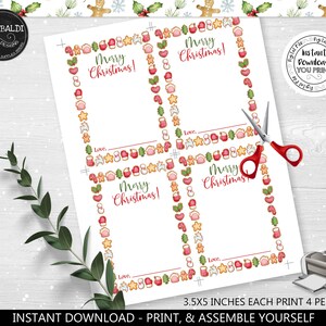 Printable Christmas Cookie Card Santa Cookie Tag Instant Download ...