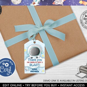 Editable Outer Space Favor Tags Astronaut Baby Thank You Tag Printable ...