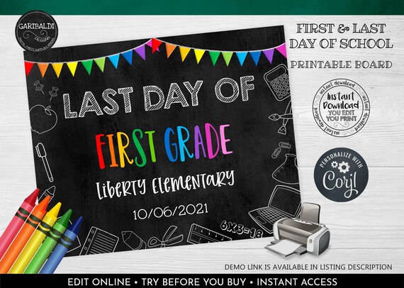 Editable Last Day of School Sign Instant Download Out of | Etsy