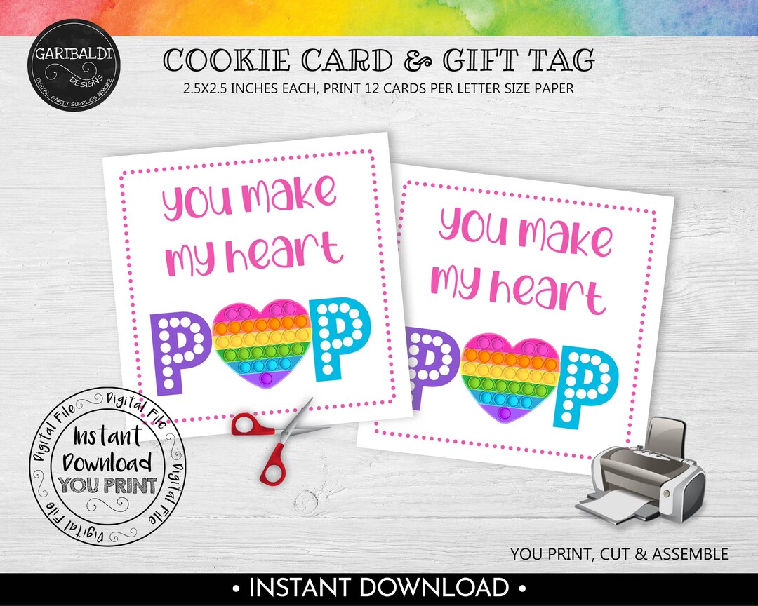 You Make My Heart Pop Gift Tag Valentine's Day Pop Bubble Tag ...