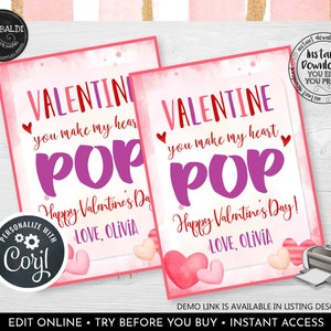 Editable Pop It Valentine's Day Card Valentine's Day School Kids Pop It ...