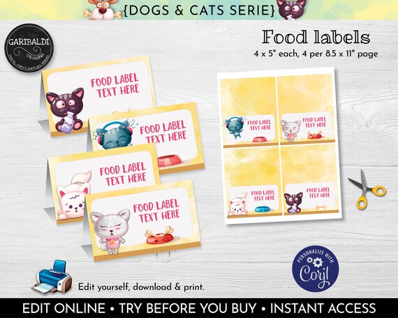 Editable Kitty Cat Food Labels Instant Download Printable Cat - Etsy ...