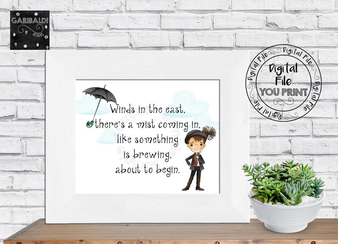Printable winds in the East Sign Mary Poppins - Etsy