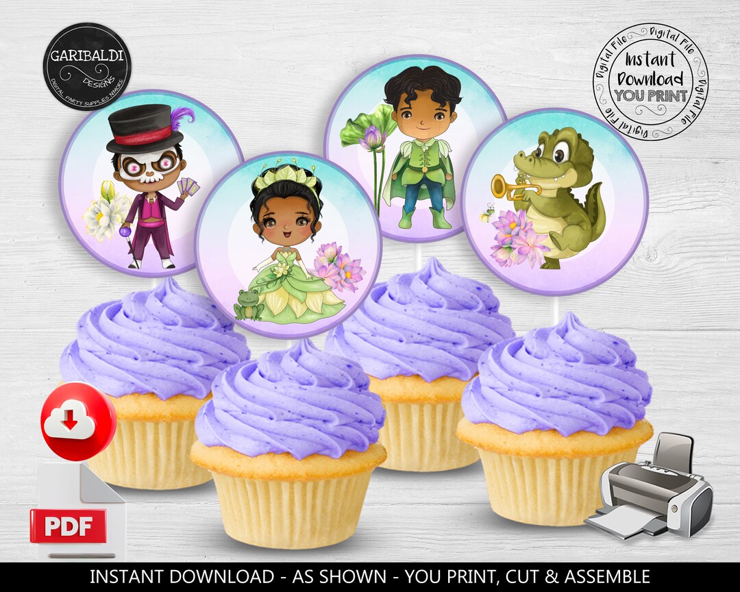 Princess and the Frog Prince Cupcake Toppers Instant Download Princess ...