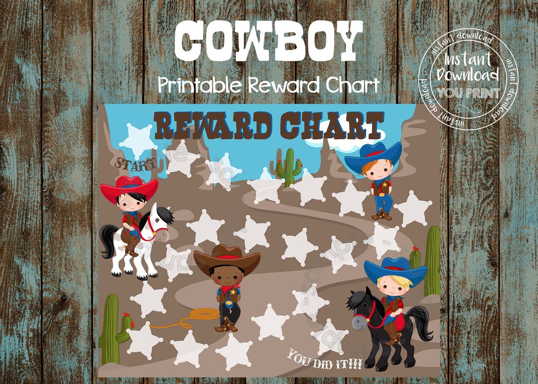Instant Download Reward Chart Printable Chart Cowboy Chart Potty Train ...