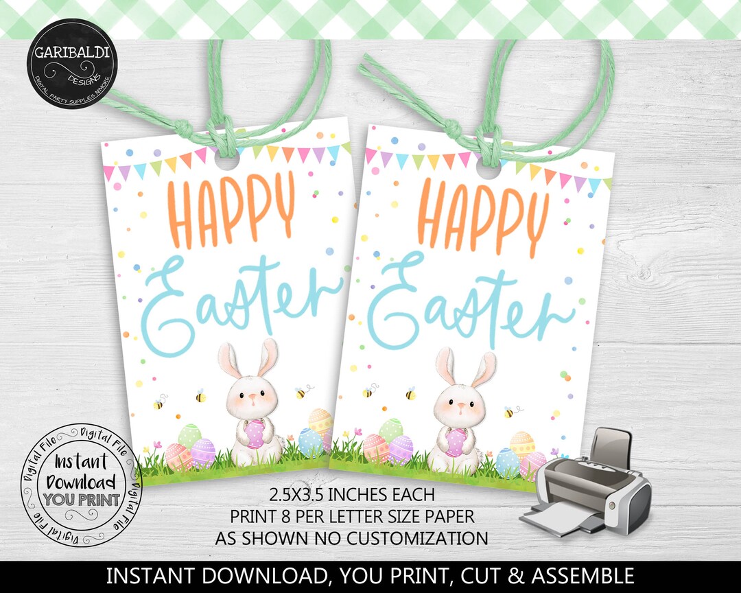 Instant Download Happy Easter Tag, Printable Happy Easter Favor Tag ...