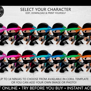 Editable Ninja Cake Topper Instant Download Ninja Birthday Decorations ...