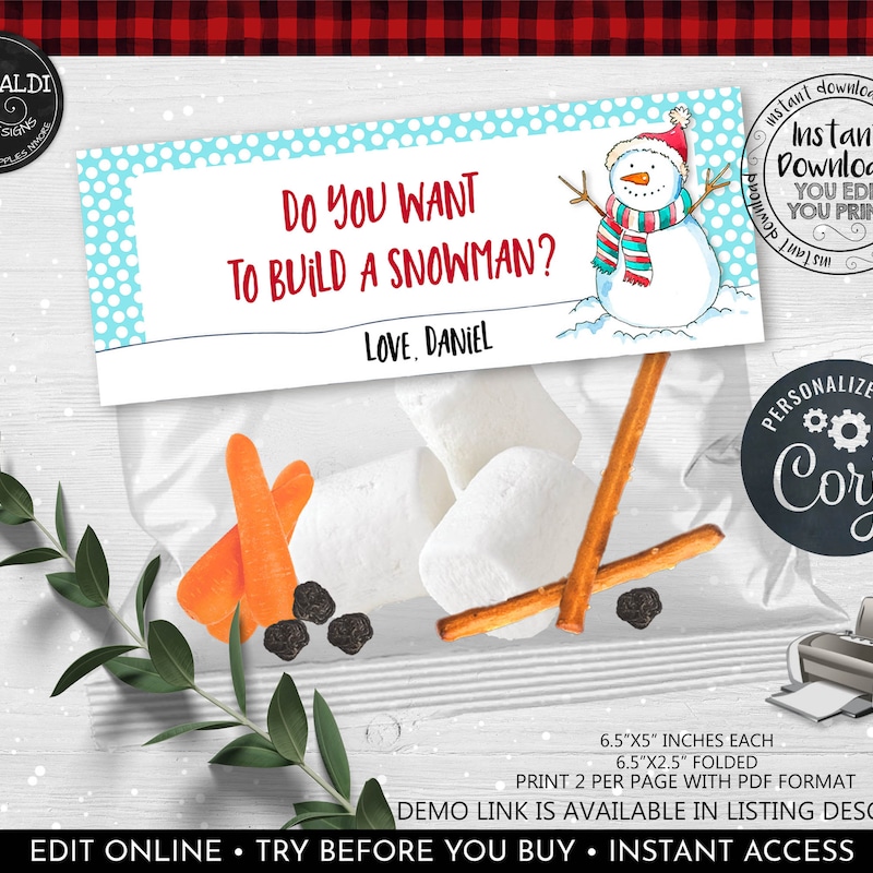 Snowman Bag Topper - Etsy