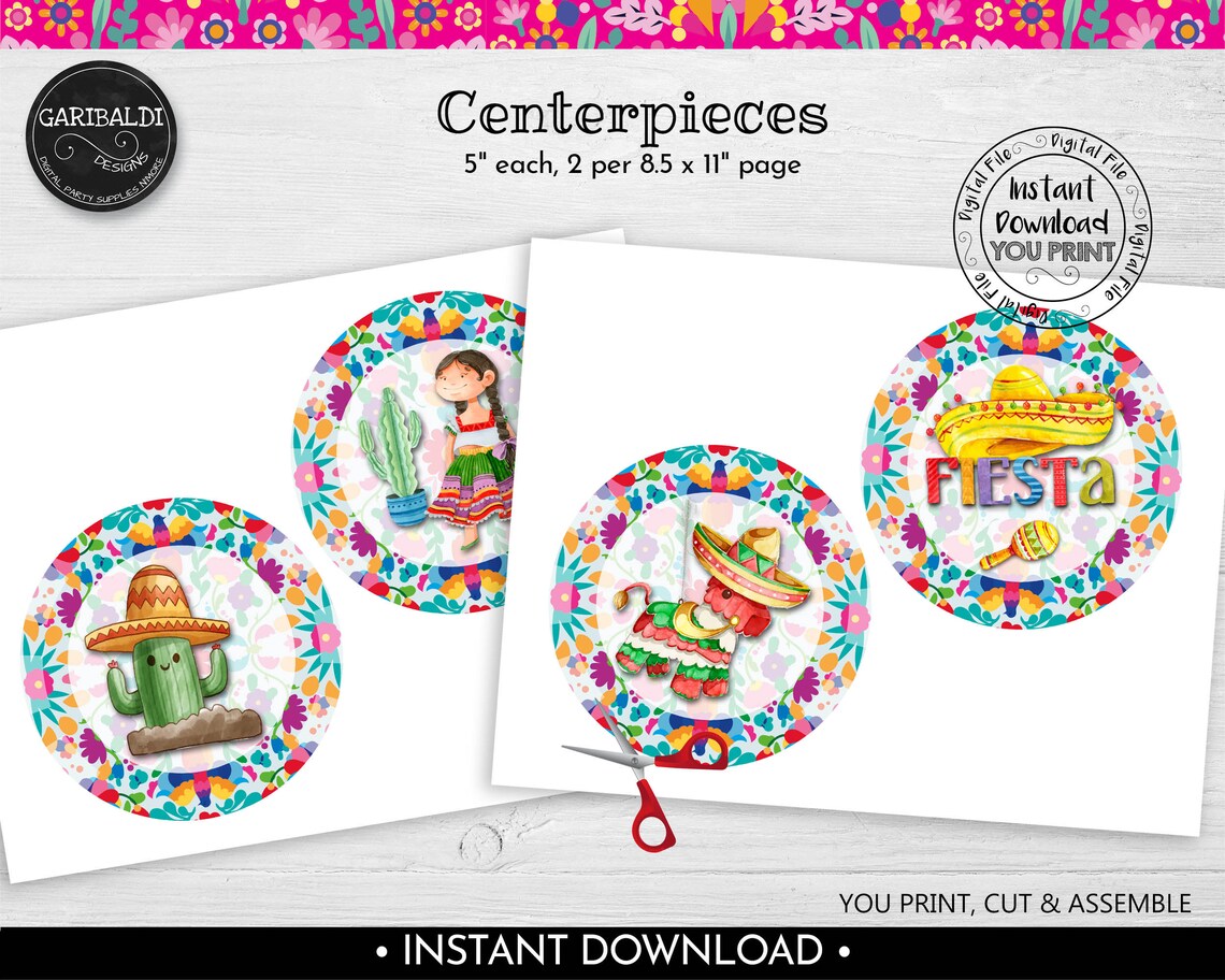 Instant Download Mexican Fiesta Centerpieces Printable Cinco | Etsy