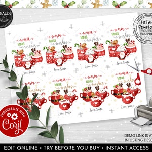Editable Warm Wishes Tag Personalized Christmas Gift Tag Hot Cocoa Tag ...