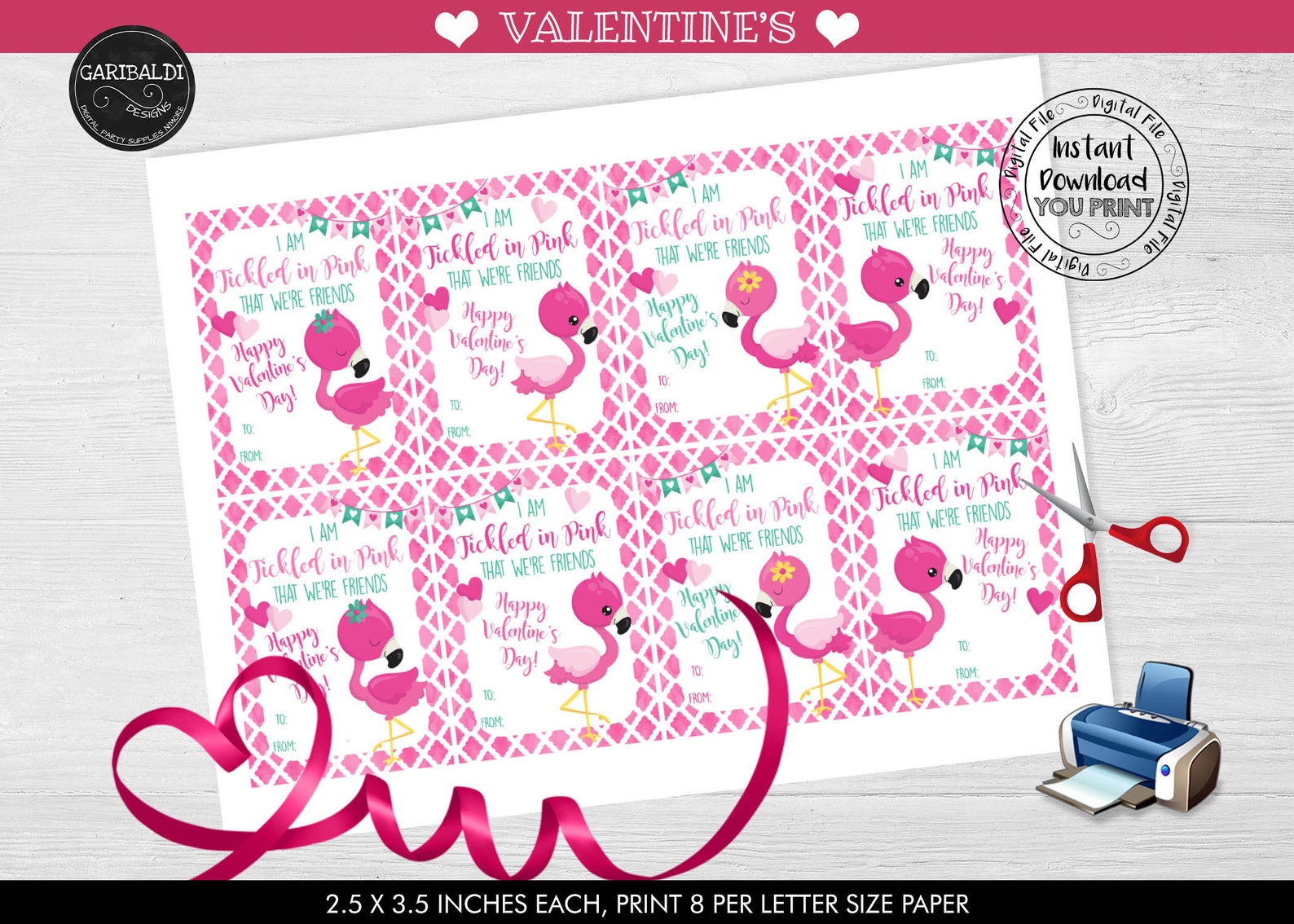 Printable Flamingo Valentine Cards Kids Valentine Cards - Etsy