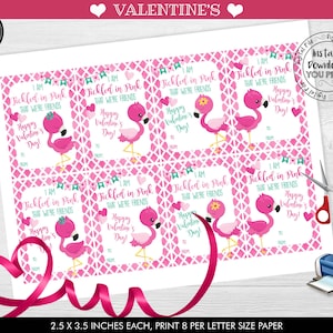 Printable Flamingo Valentine Cards, Kids Valentine Cards, School ...