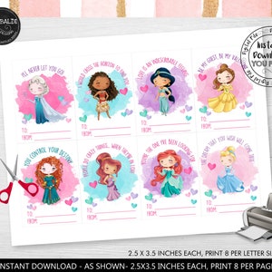 Printable Princess Valentine Cards Kids Valentine Cards School ...