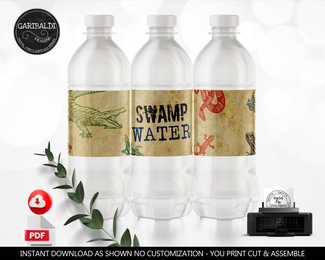 Printable Reptile Swamp Water Bottle Labels Reptiles Birthday Party ...