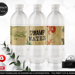 Printable Reptile Swamp Water Bottle Labels Reptiles Birthday Party ...