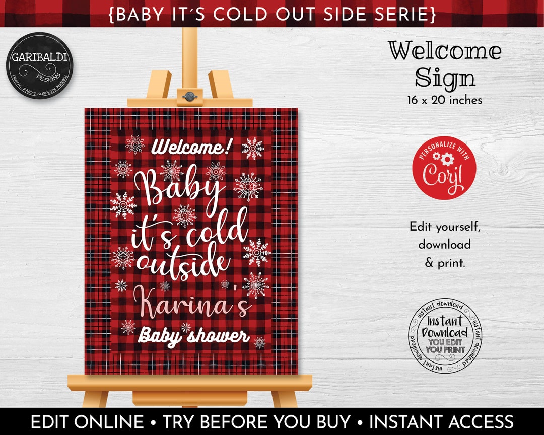 Baby It's Cold Outside Welcome Sign Editable Baby Shower Welcome Sign ...