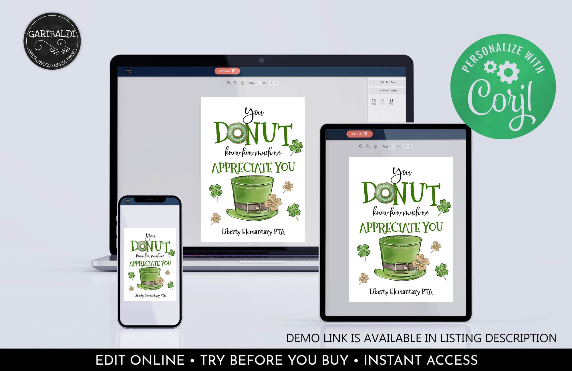 St. Patrick's Day Tag Editable Donut Know Gift Tag School - Etsy