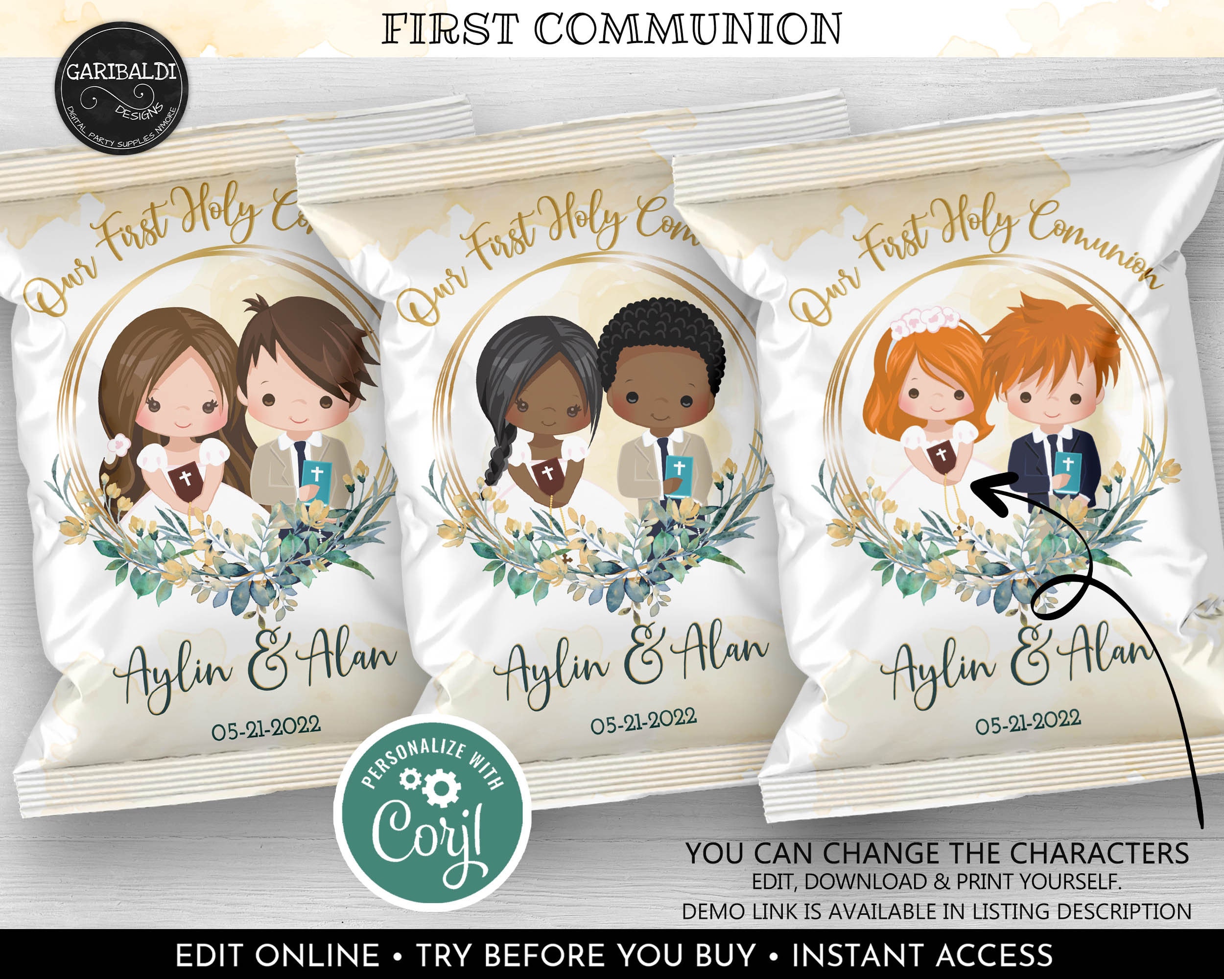 Editable First Communion Chip Bag Wrapper Template Printable - Etsy