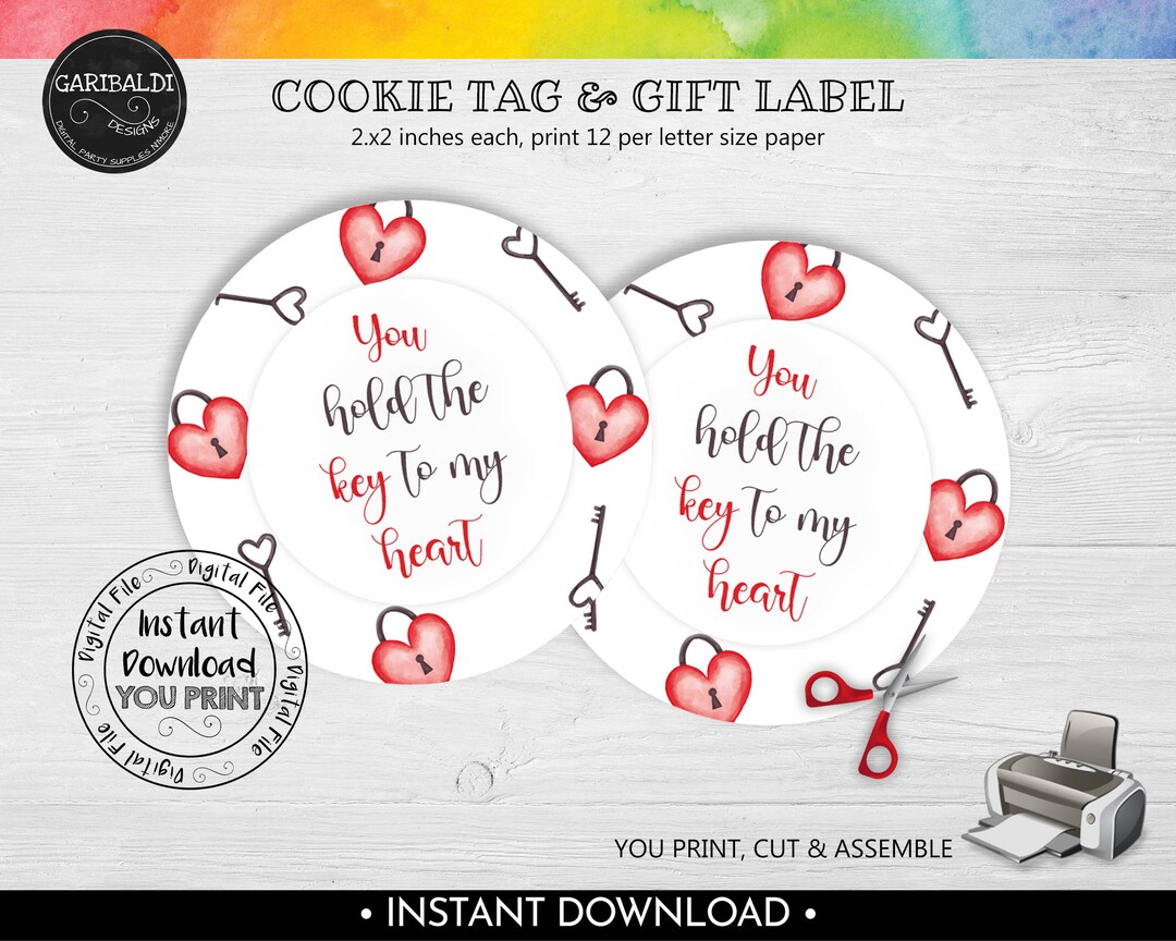 You Hold the Key to My Heart Tag, Valentine's Day Gift Tag, Valentines ...