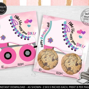 Roller Skate Valentine's Day Card Valentines Favor Tag Mini Donut ...