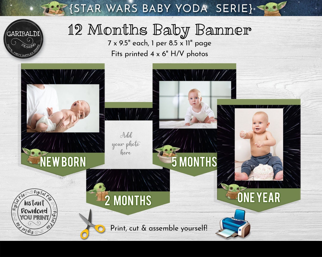 INSTANT DOWNLOAD Baby Yoda Photo Banner Baby Yoda First Birthday Banner ...