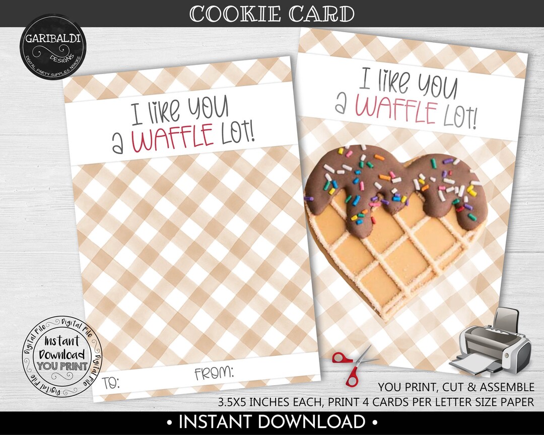 I Like You a Waffle Lot Cooke Card Instant Download Valentines Day ...