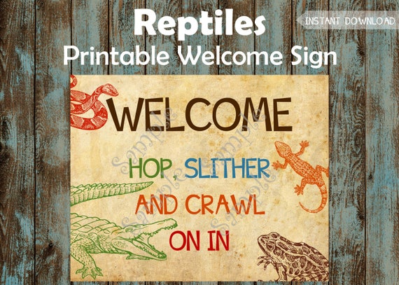 Printable Reptile Sign Reptile Welcome Party Sign Reptile | Etsy