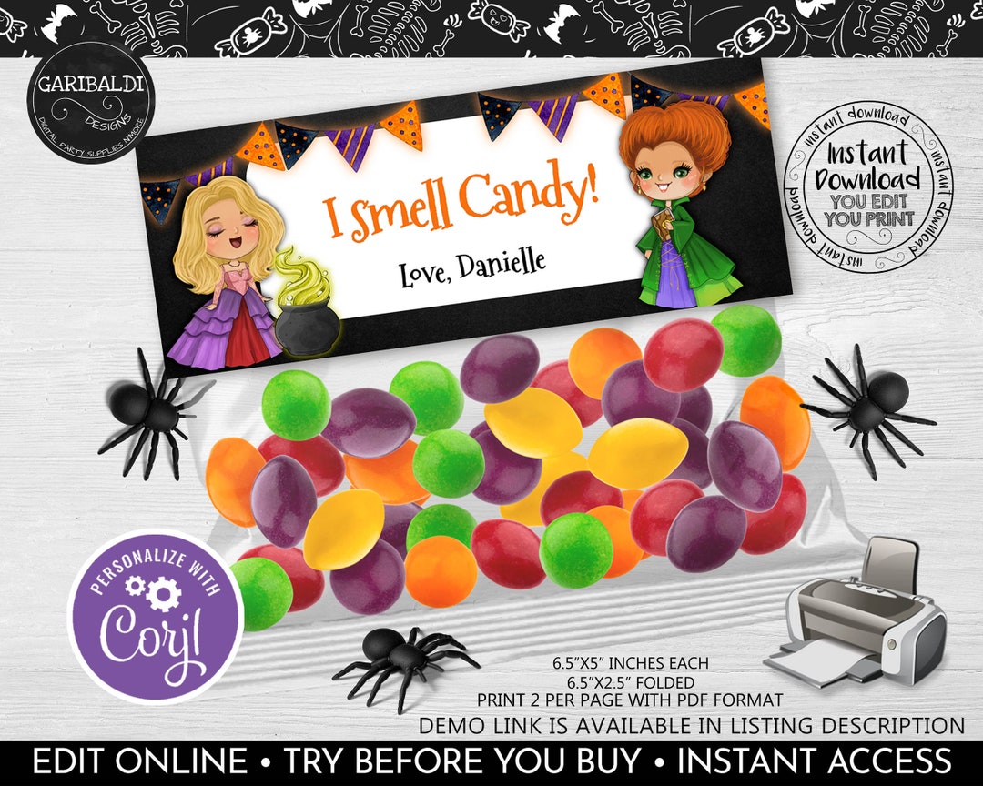 Printable Halloween Bag Topper Witches Bag Topper Editable I Smell ...