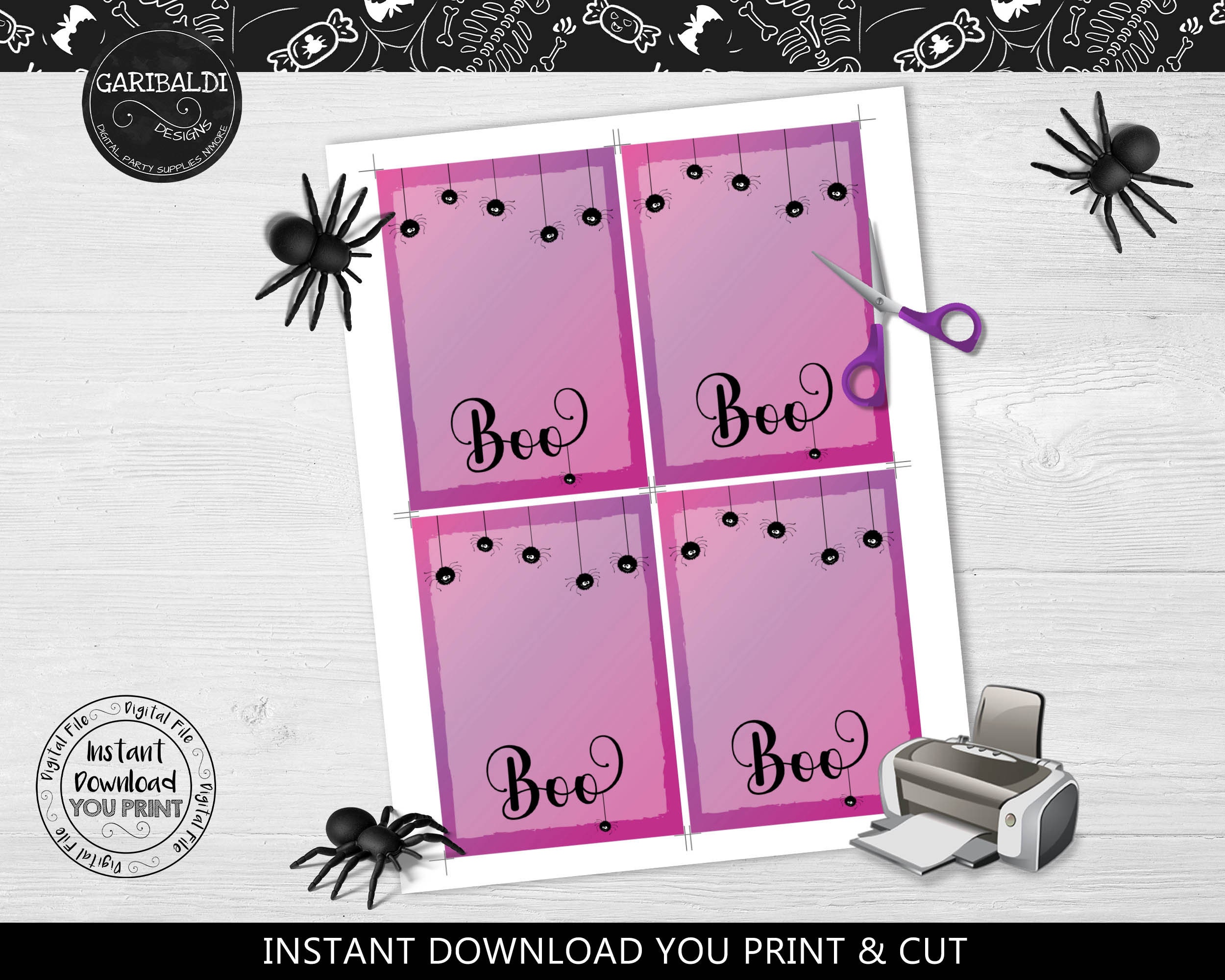 Halloween Cookie Card Printable Spider Cookie Card Holder Boo Cookie ...