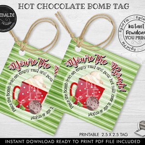 Hot Chocolate Bomb Tag Hot Chocolate Bomb Christmas Gift Tag Holiday ...