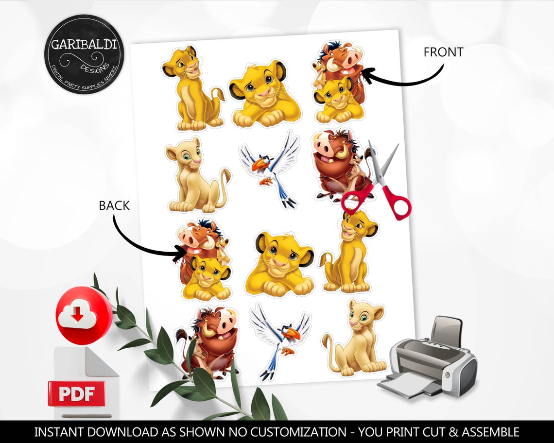 Lion King Cupcake Toppers Lion Table Decorations Baby Shower Birthday ...