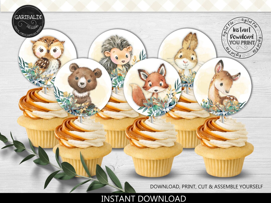 Instant Download Woodland Cupcake Toppers, Printable Forest Animals ...