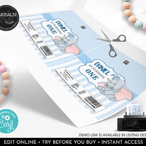 Editable Dumbo Candy Bar Wrapper Blue Elephant Baby Shower Chocolate ...