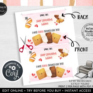 Editable Valentine's Day Bag Topper Smores Valentine's Day Treat Bag ...