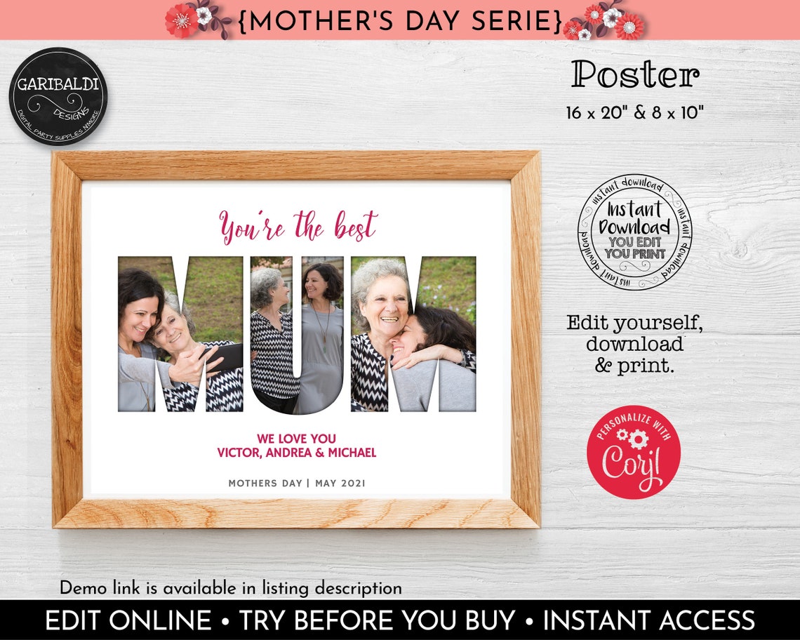 Editable Mothers Day Photo Collage Mom Photo Collage Template Mothers ...