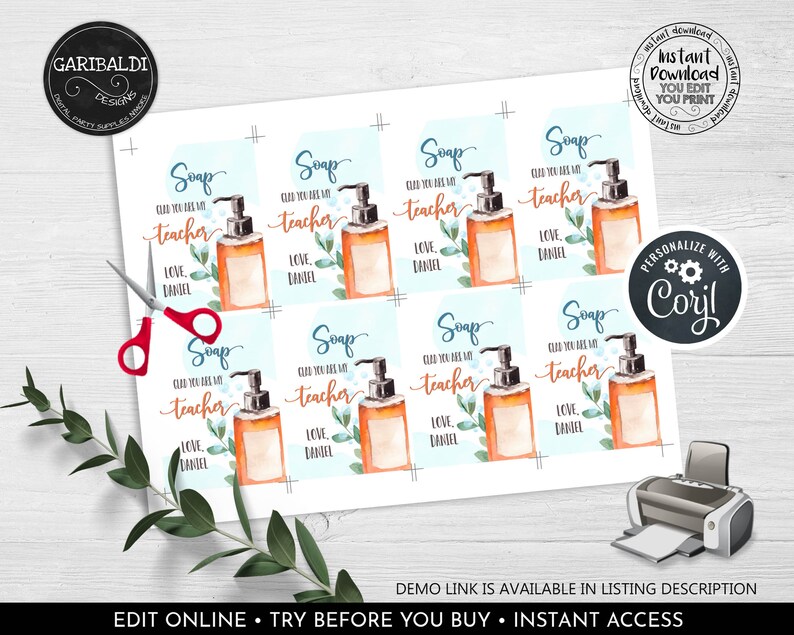 Editable Teacher Appreciation Tags Soap Glad You Are My Teacher Staff ...
