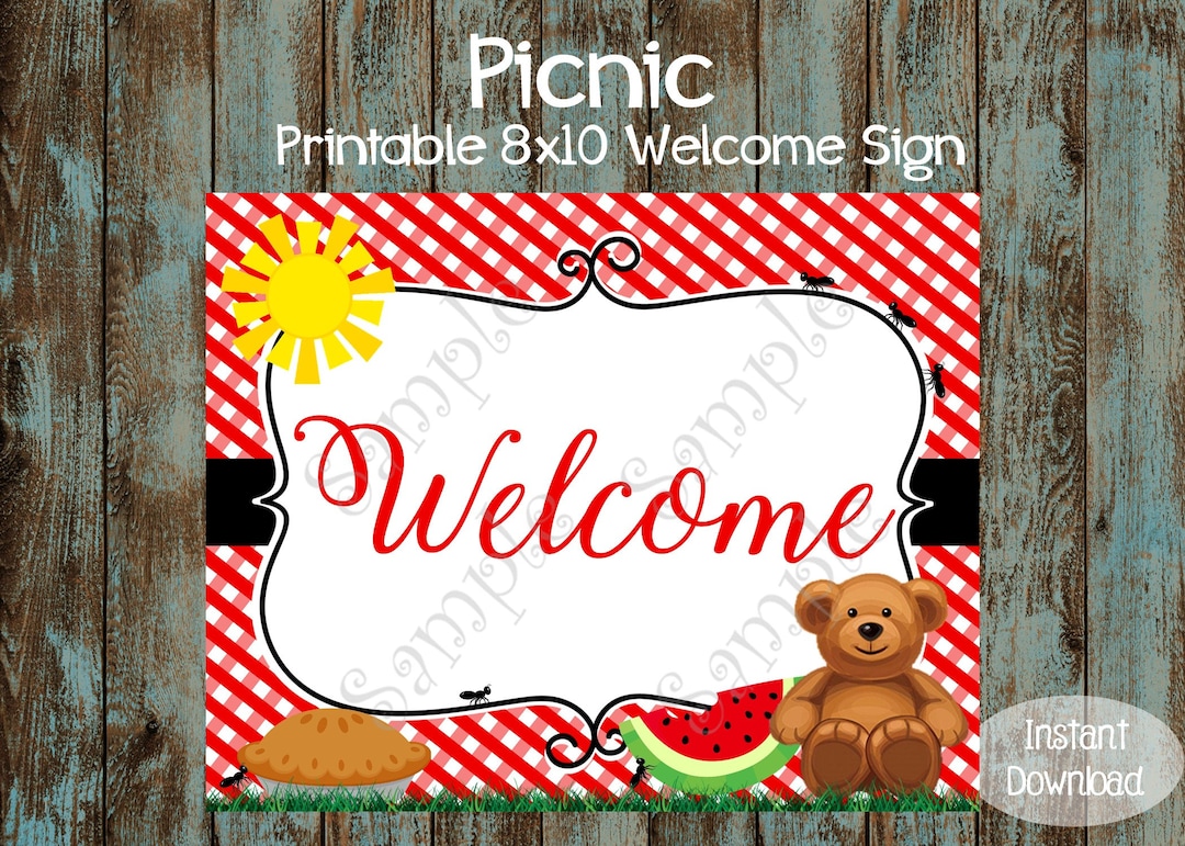 Picnic Welcome Sign, Picnic Printable Sign, Picnic Birthday Party ...