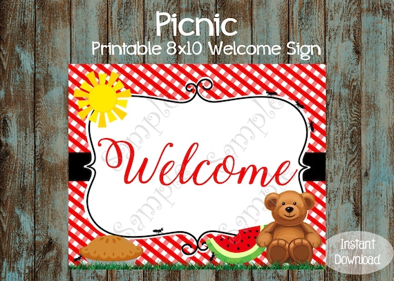 Picnic Welcome Sign Picnic Printable Sign Picnic Birthday | Etsy