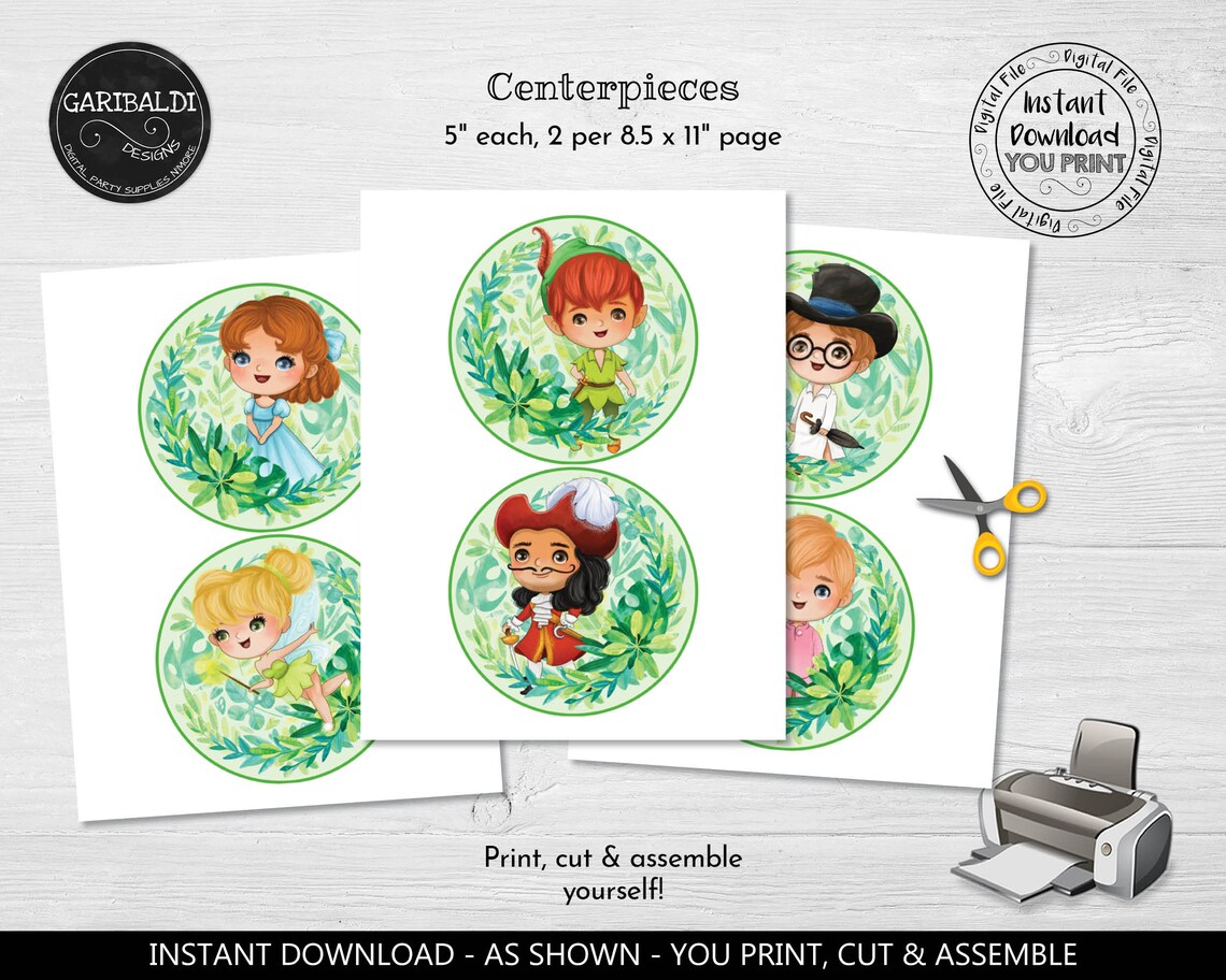 Peter Pan Centerpieces Neverland Birthday Party Supplies Cake Topper ...