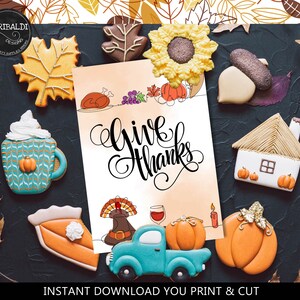 Printable Thanksgiving Cookie Card Printable Cookie Card Holder Instant ...