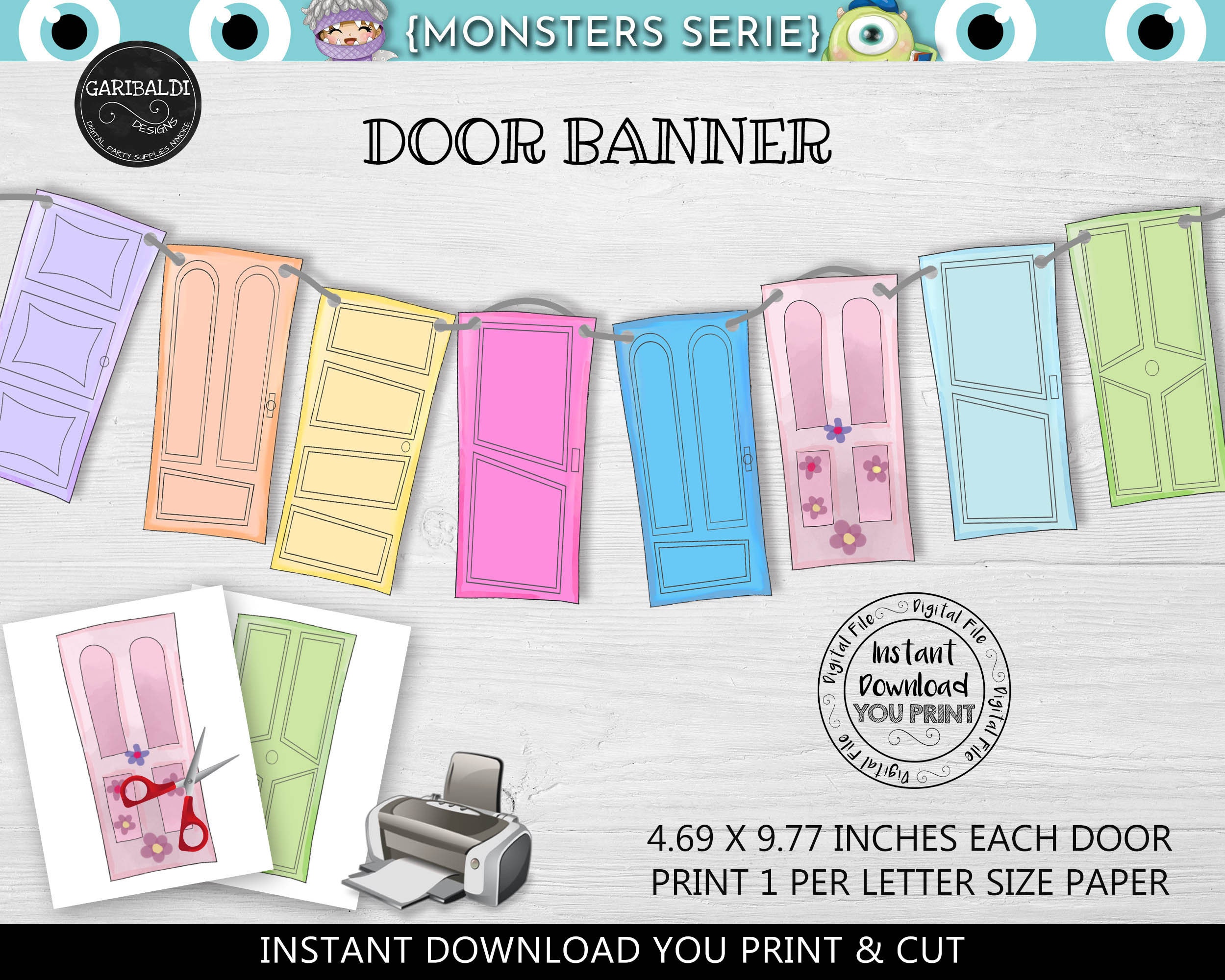 Printable Monsters Banner Monsters Doors Banner Monsters Baby - Etsy