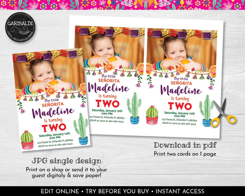 Editable Fiesta Birthday Party Invitation Printable Mexican | Etsy