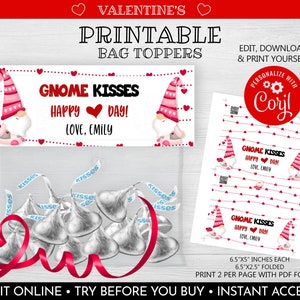 Editable Valentine's Day Bag Topper Gnome Valentine's | Etsy