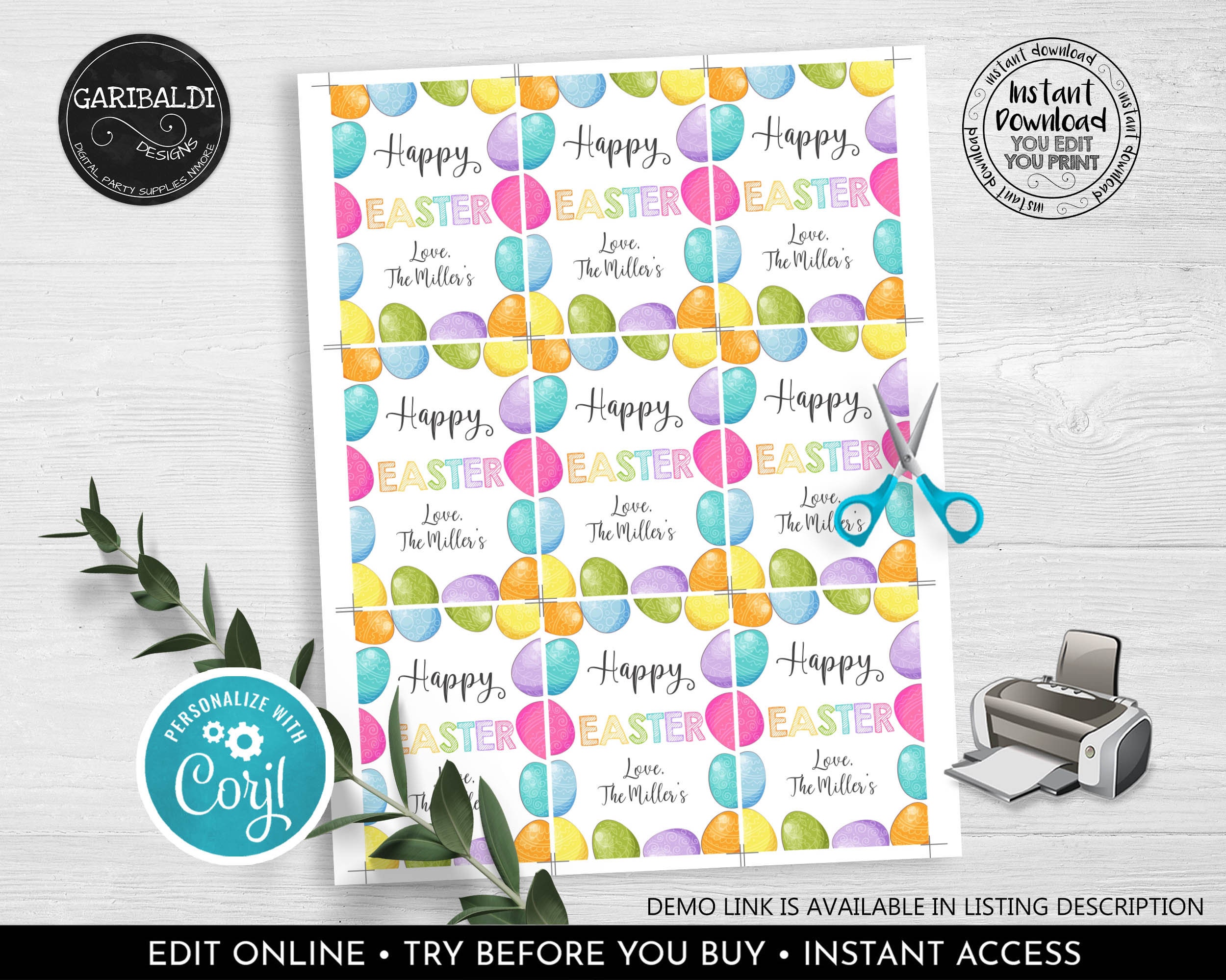 Editable Easter Tags Happy Easter Eggs Gift Labels Treats for My Peeps ...