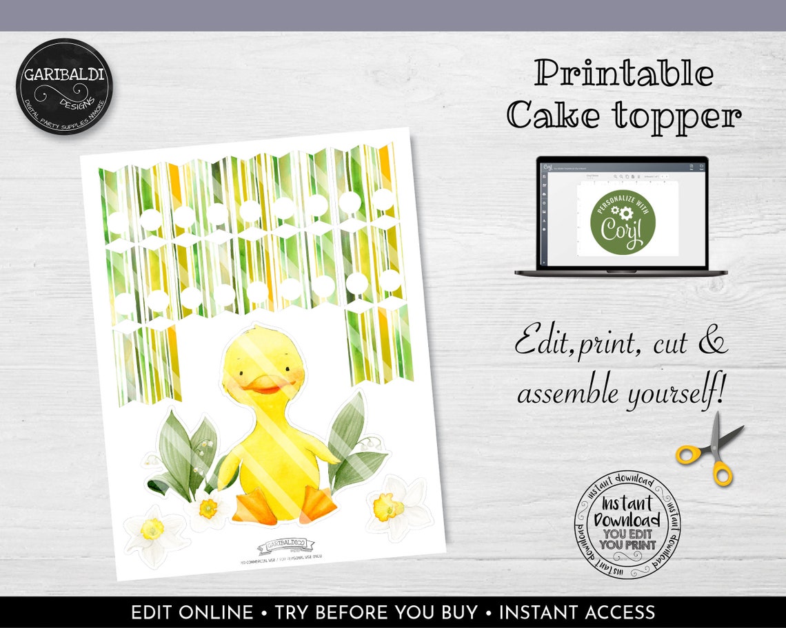 Printable Duckling Cake Topper Duckling Birthday Duckling Party ...