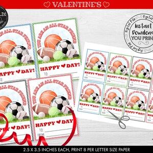 Printable Sports Valentine's Day Cards All Star Friend Valentine's Day ...